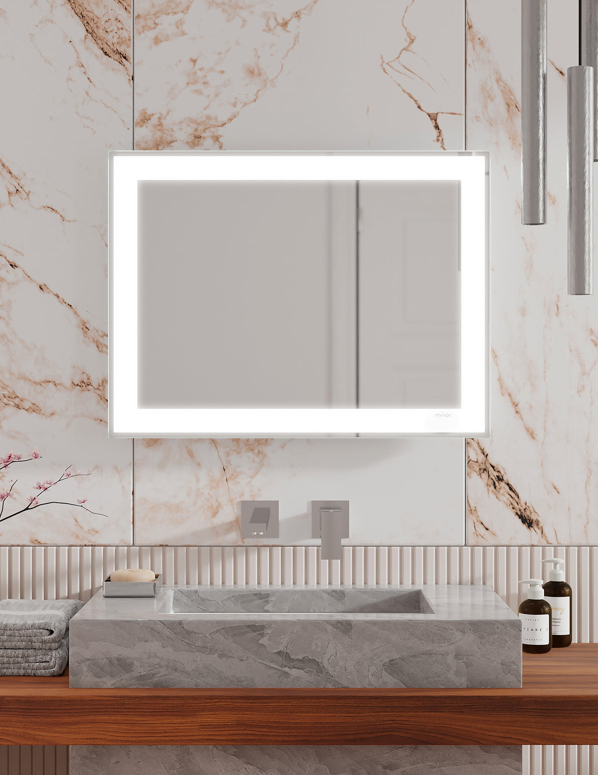 Rectangular pull out mirrors with LED light– Miior 7