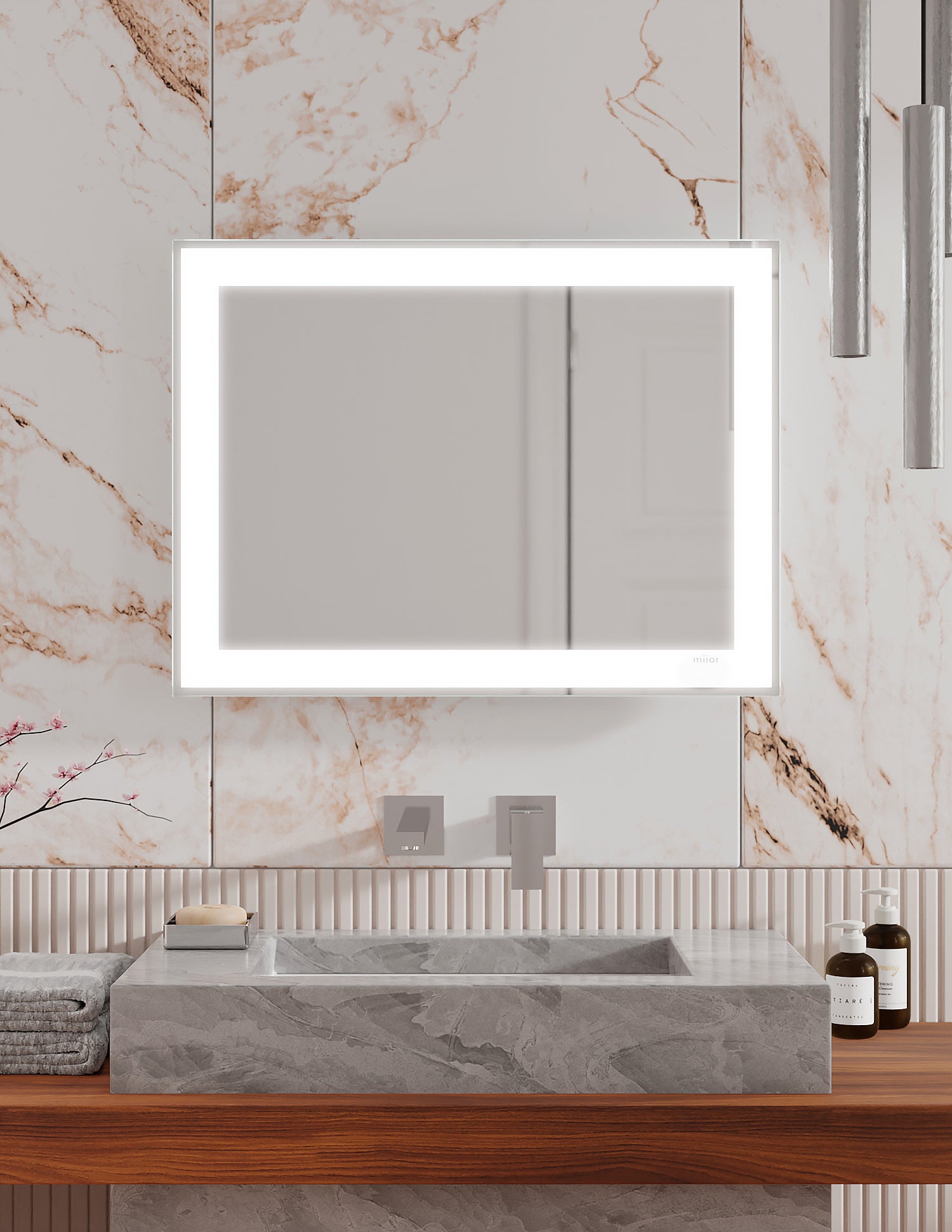 Rectangular pull out mirrors with LED light– Miior 7