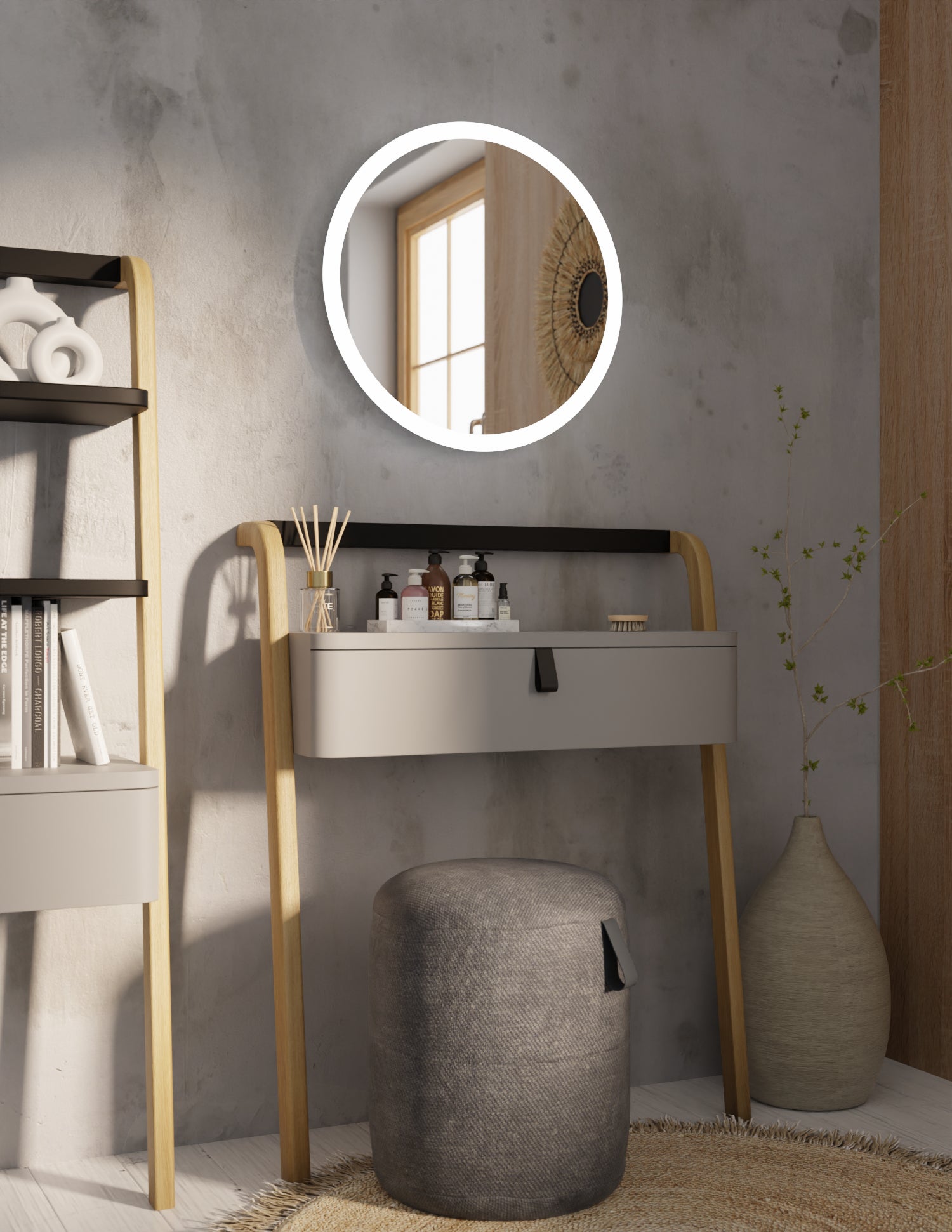 Round pull out mirrors with LED frame– Miior 7